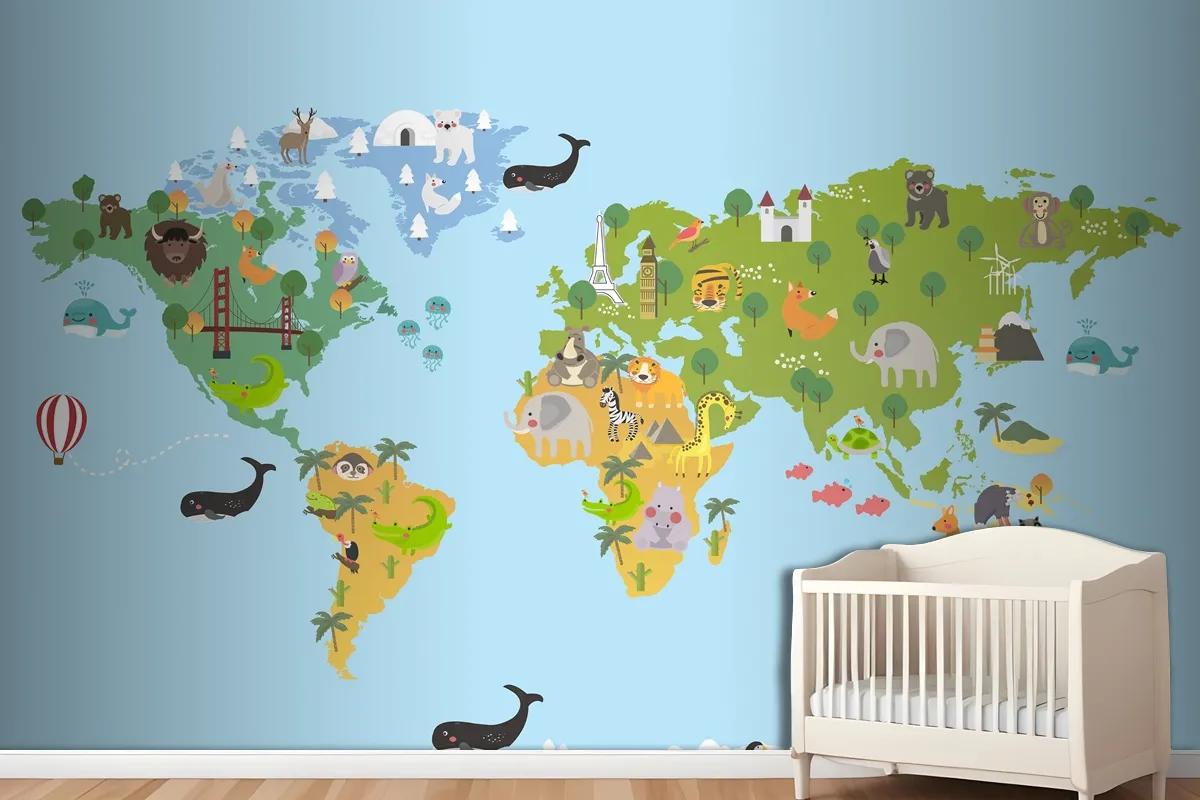 Fototapete Weltkarte Der Tiere